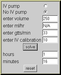 IV infusion time (using IV pump)